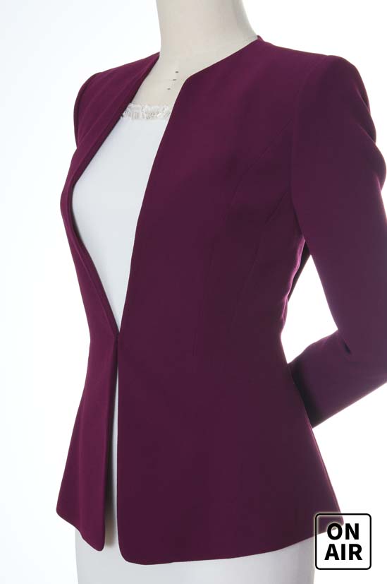 온에어 - dress room - Deep Magenta Crew Neck No Collar Jacket