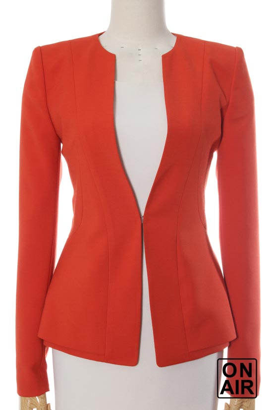 온에어 - jacket - Orange Round Neck No Collar Jacket