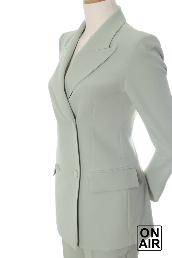 온에어 - jacket - Olive Green Double Button Jacket & Slacks Set